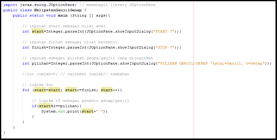 Angka Kelipatan Java | Contoh For | Contoh JOptionPane ~ Materi Java Pemula