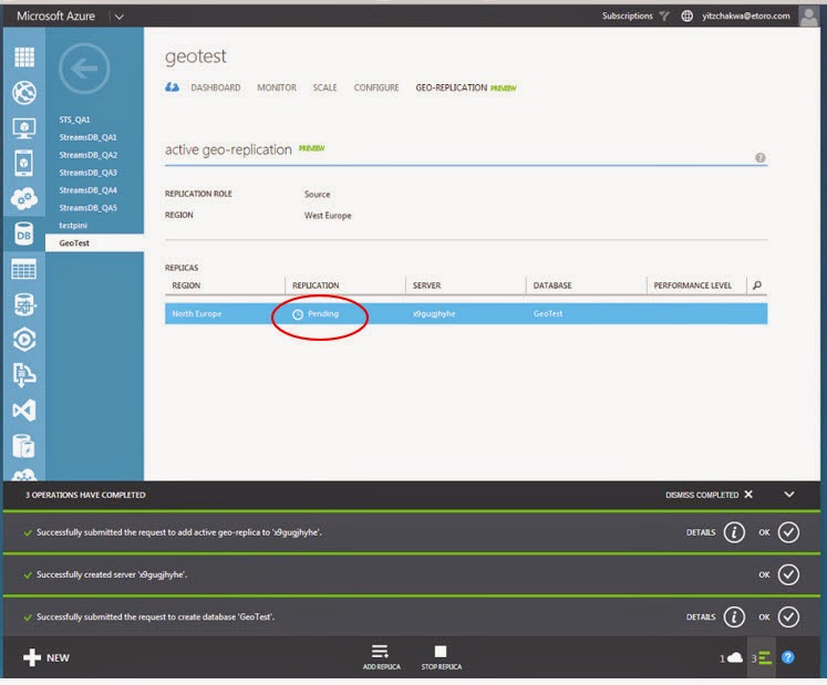 SQL Azure Geo Replication