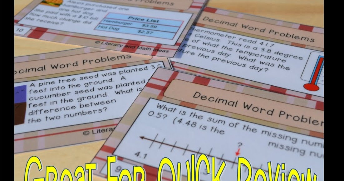 Literacy & Math Ideas: Decimal Math Station Review Cards (Great for RTI ...