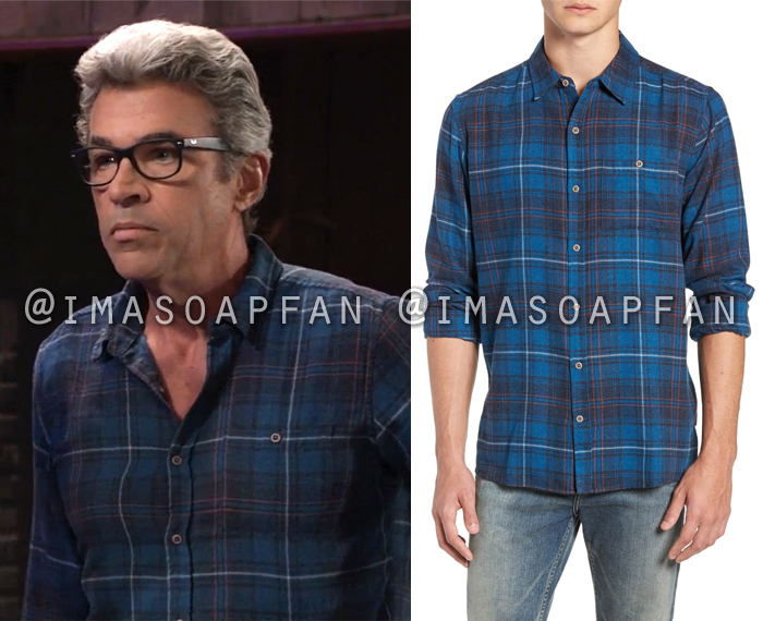 Mac Scorpio's Blue Plaid Flannel Shirt - General Hospital, Season 56 ...