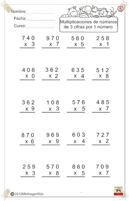 Ejercicios de multiplicaciones - Imagui