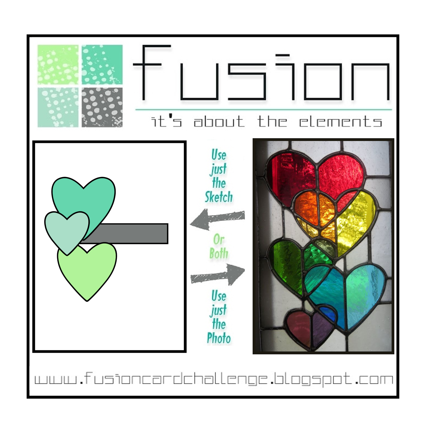 Fusion Card Challenge Fusion Stained Glass Hearts