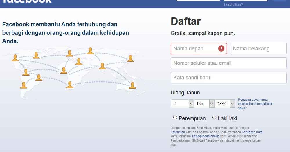 Buat FB | Cara Daftar Buat Akun Facebook Baru Bahasa Indonesia