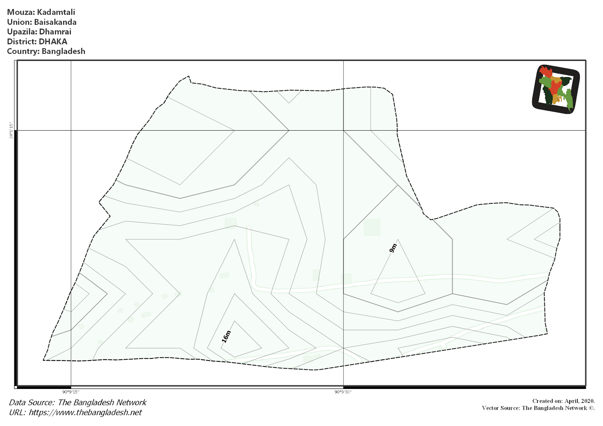 Map of Kadamtali Mouza, Dhamrai, Dhaka