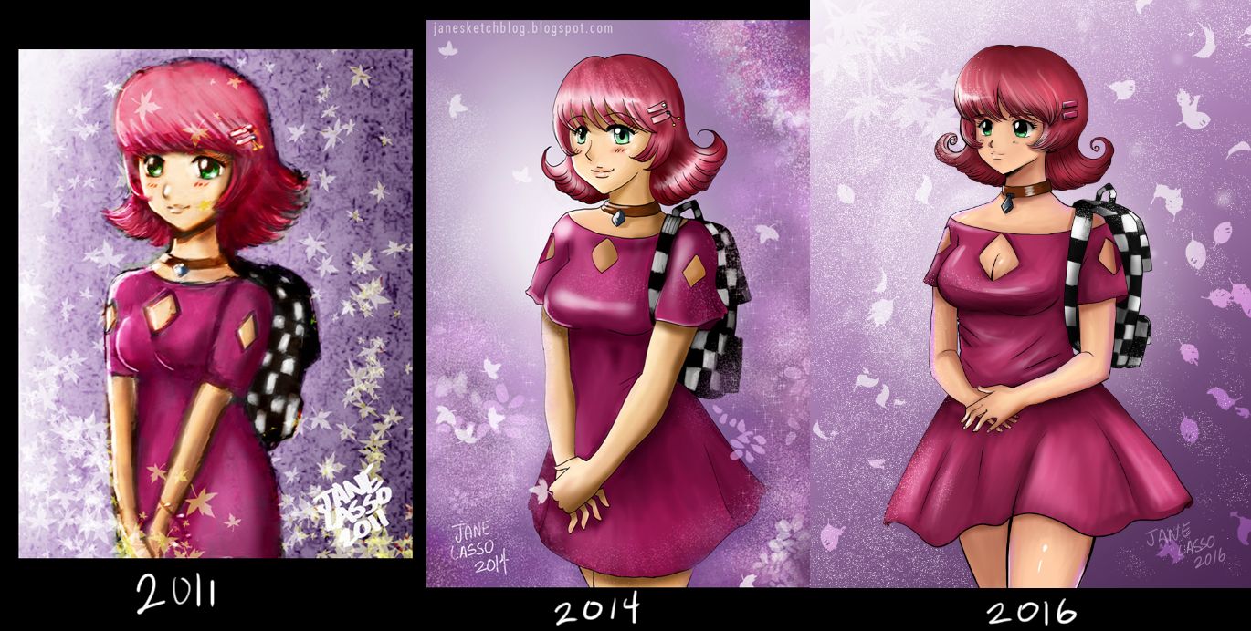 Dibujos y Sketches de Jane Lasso: Remake de chica 2011 vs 2014 vs 2016