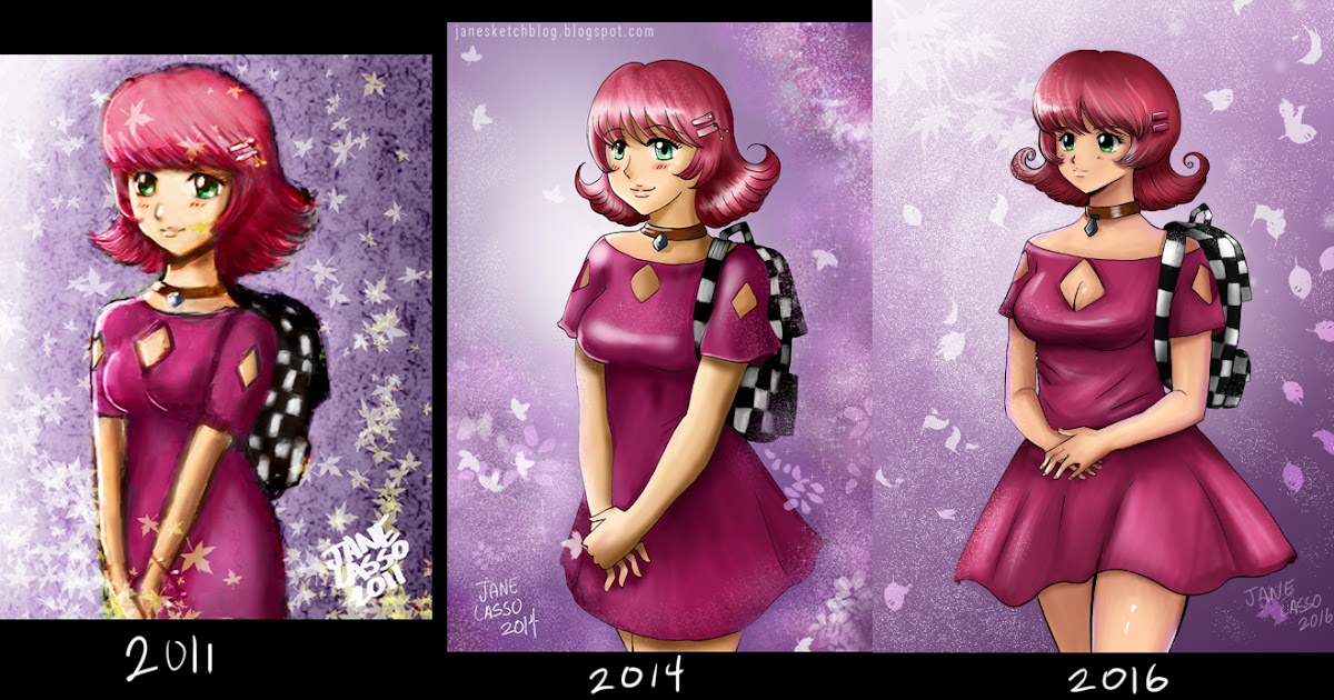 Dibujos y Sketches de Jane Lasso: Remake de chica 2011 vs 2014 vs 2016