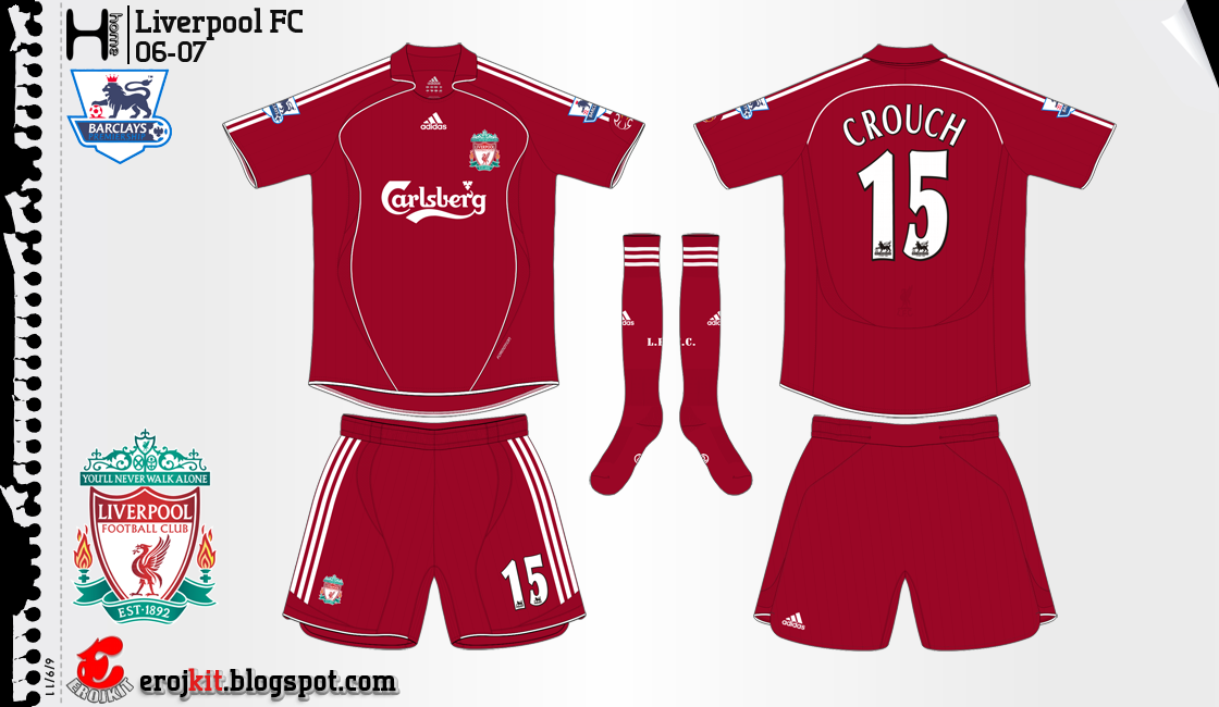 Kit Design, by eroj: 2006-08 Liverpool (Home, Away e Third)
