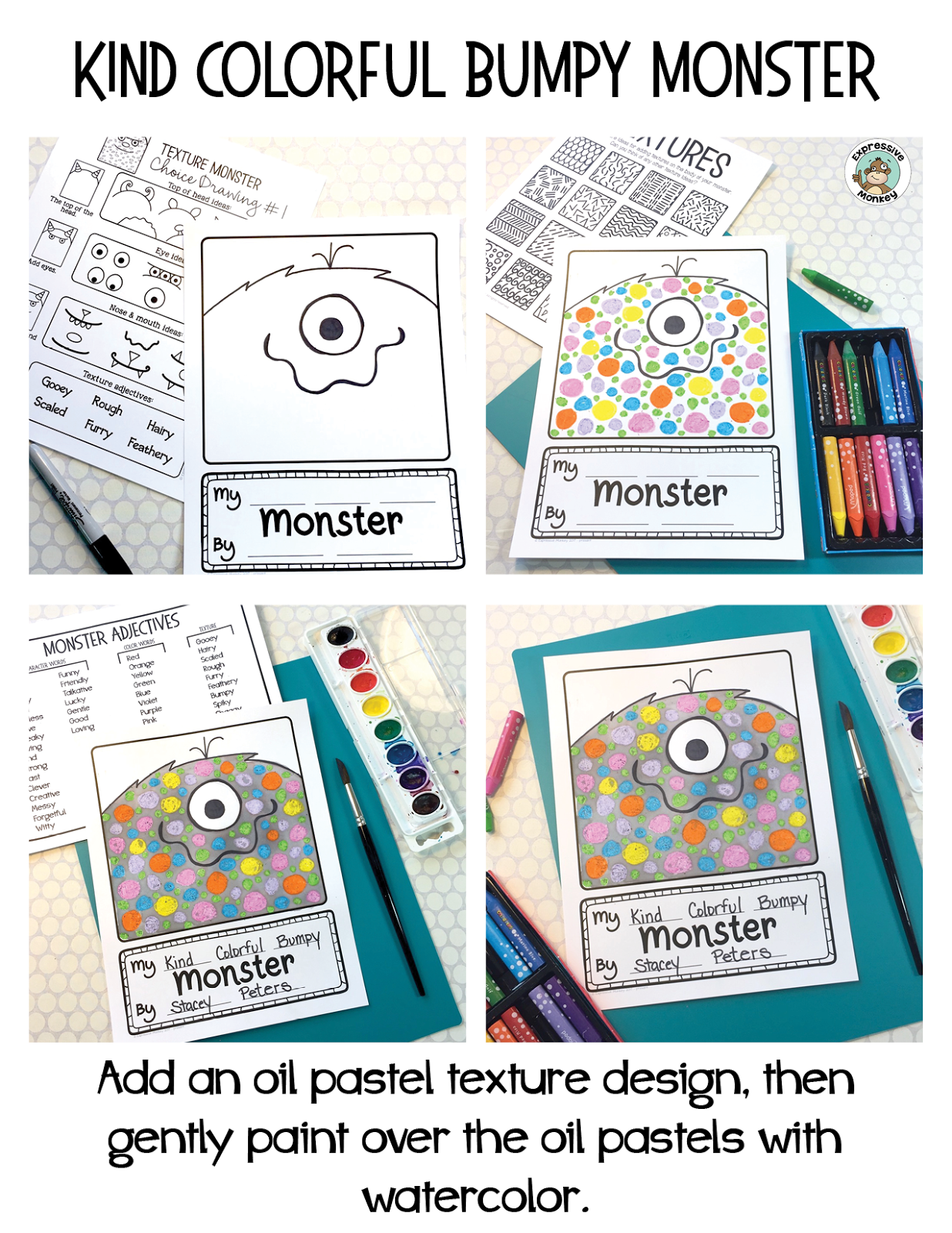 Monster Drawing with Textures and Adjectives - Expressive Monkey