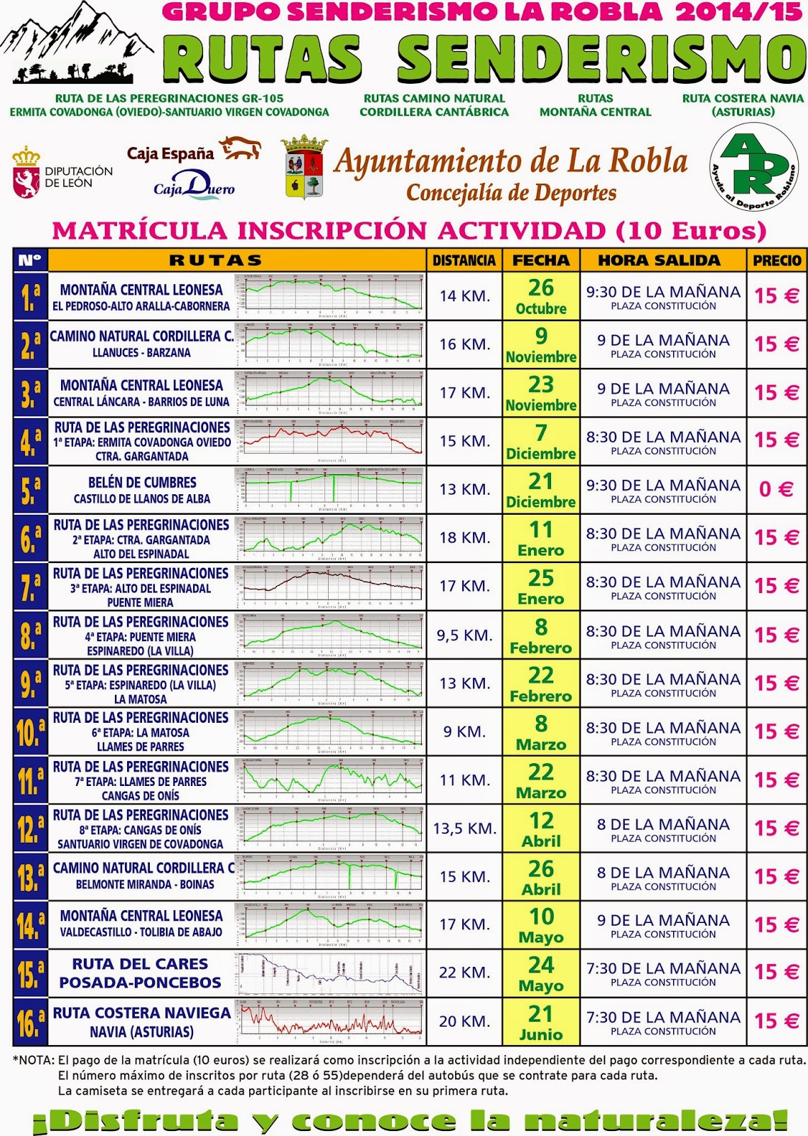 Por el Sendero: Cartel de las rutas de senderismo 2014-2015