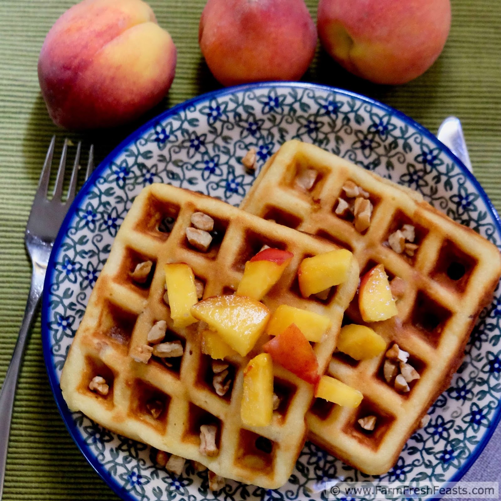 Farm Fresh Feasts: Fresh Peach and Pecan Waffles