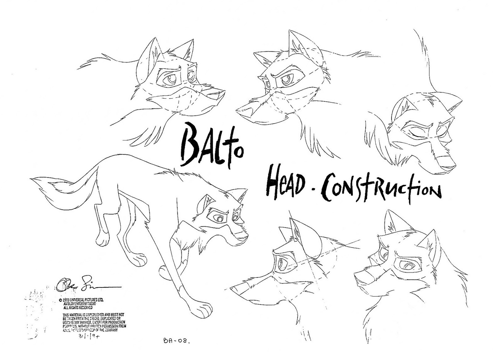 Living Lines Library: Balto (1995) - Characters, Model Sheets