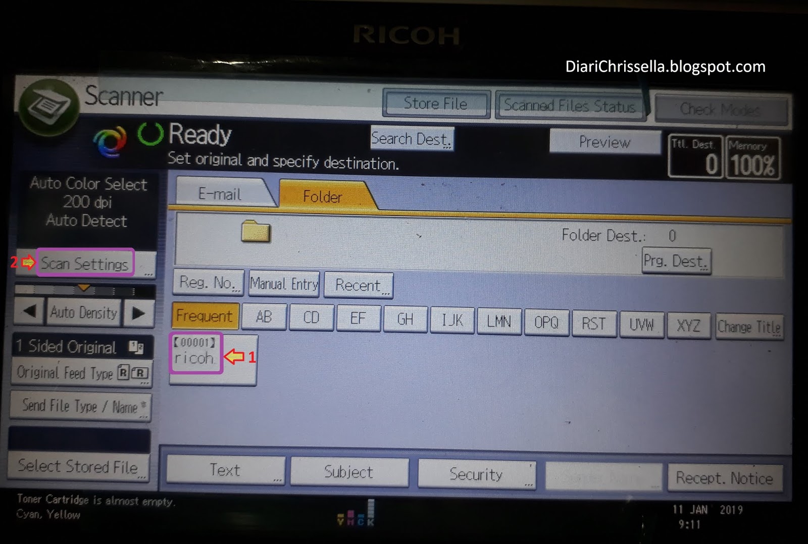TUTORIAL 18: CARA SCAN KAD IC / ID (RICOH PINTER) | Diari Chrissella
