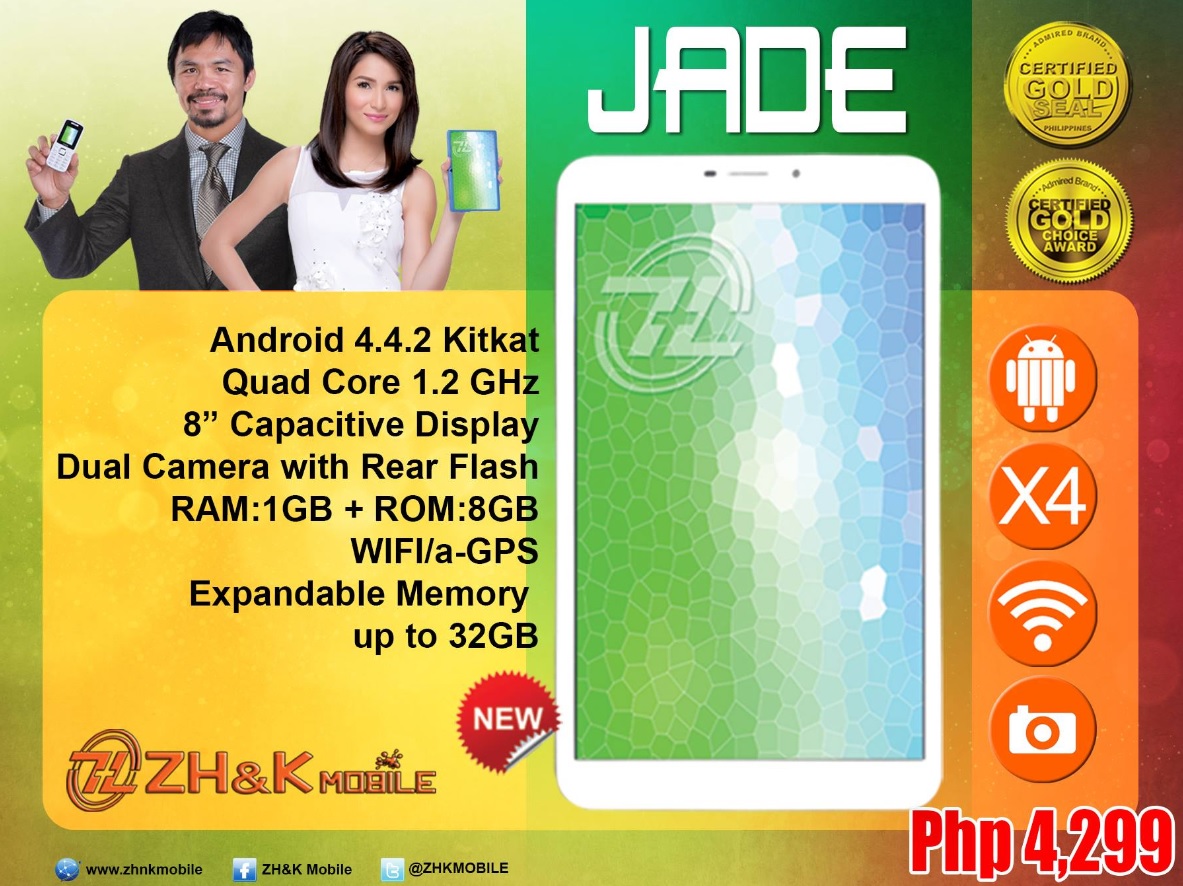 ZH&K Mobile Jade, 8-inch Quad Core KitKat Tablet - TeknoGadyet