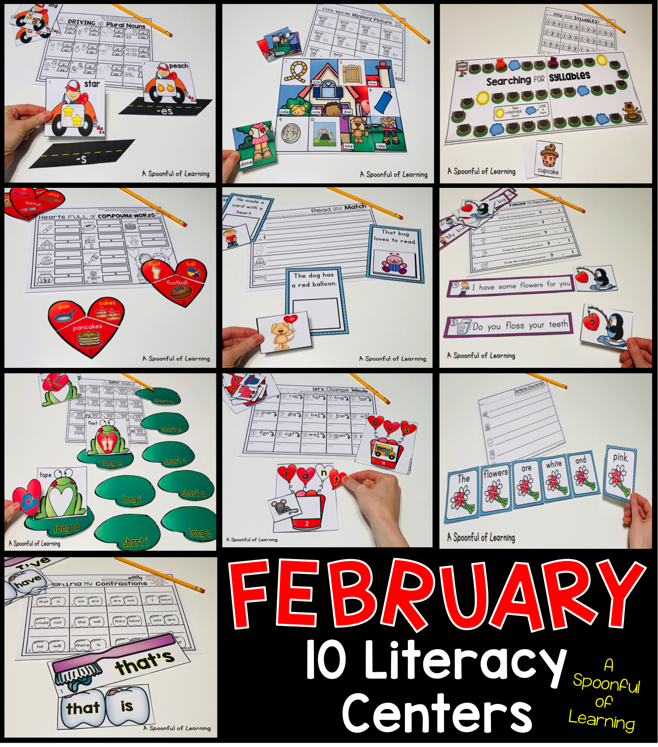 February Centers - First Grade - A Spoonful of Learning