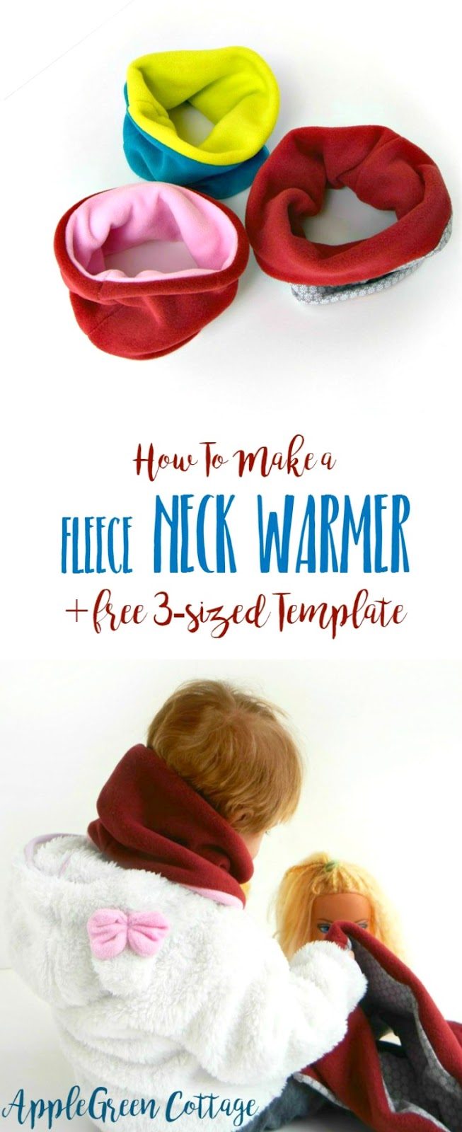How To Make A Fleece Neck Warmer 3 Size Template Applegreen Cottage
