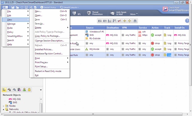 My Check Point CCSA Journal: Pushing Policy via Check Point SmartDashboard