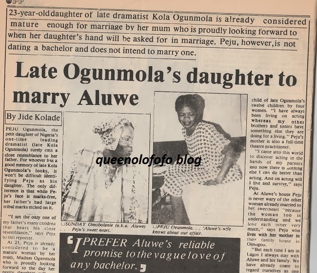 Peju Ogunmola to Marry Aluwe- (Queenolofofo Archives)