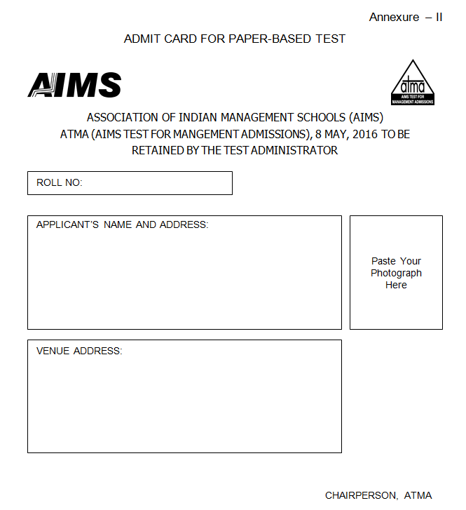 ATMA 2016 Admit Card, Sample papers - Download here