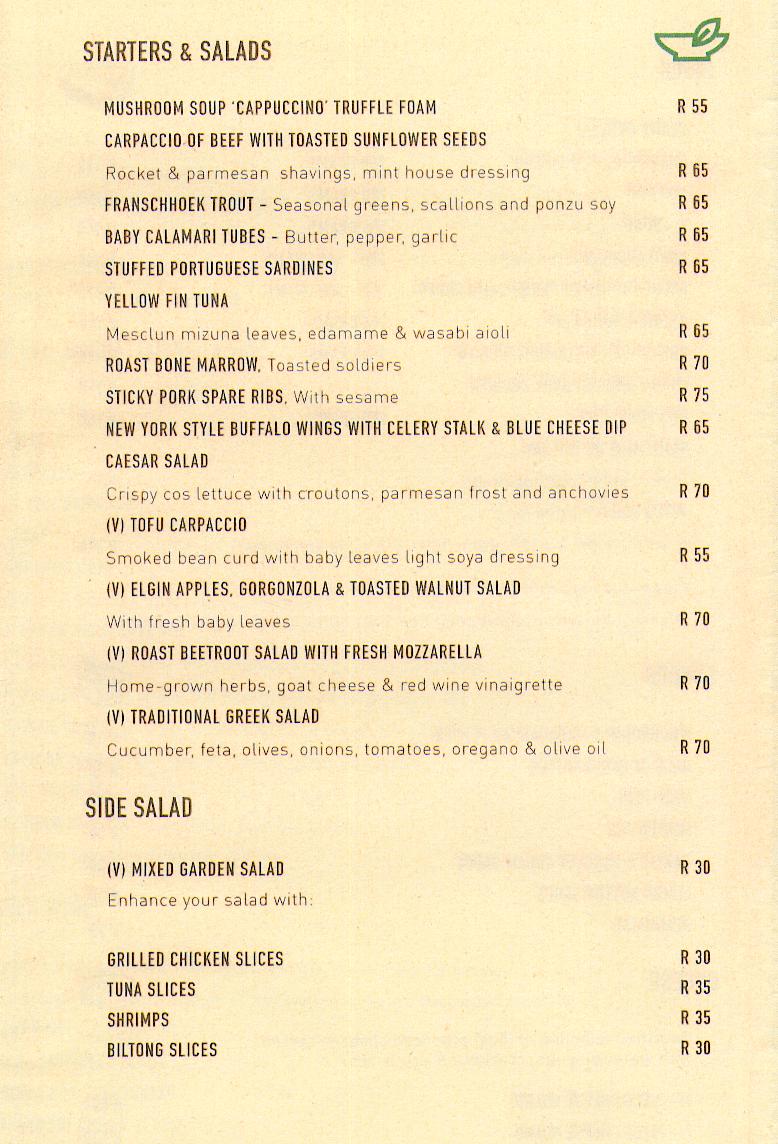 .: Mint at the Taj a la carte Menu