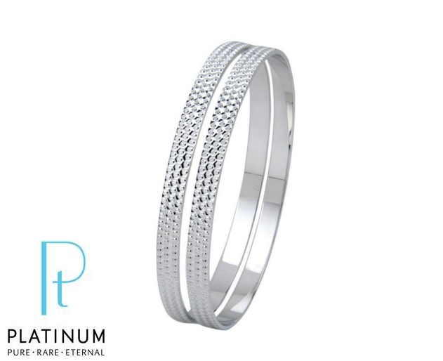 Platinum Bangle with fine Diamond Cutting – Jewelove™