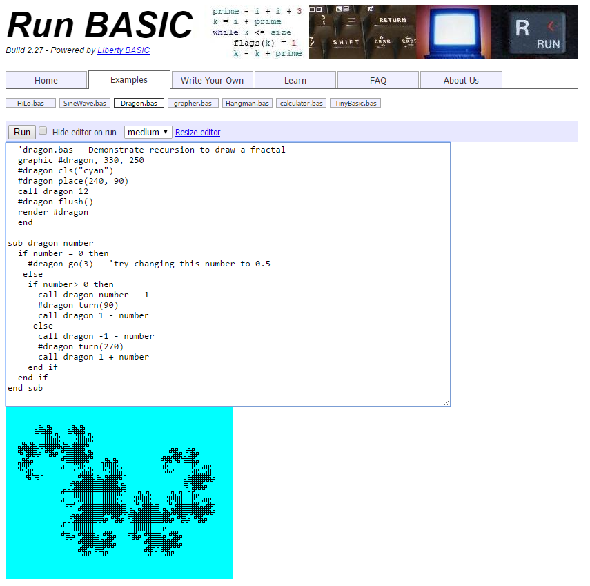 Aprendiendo C#, Python, C++, A.I, BASIC...: Run BASIC