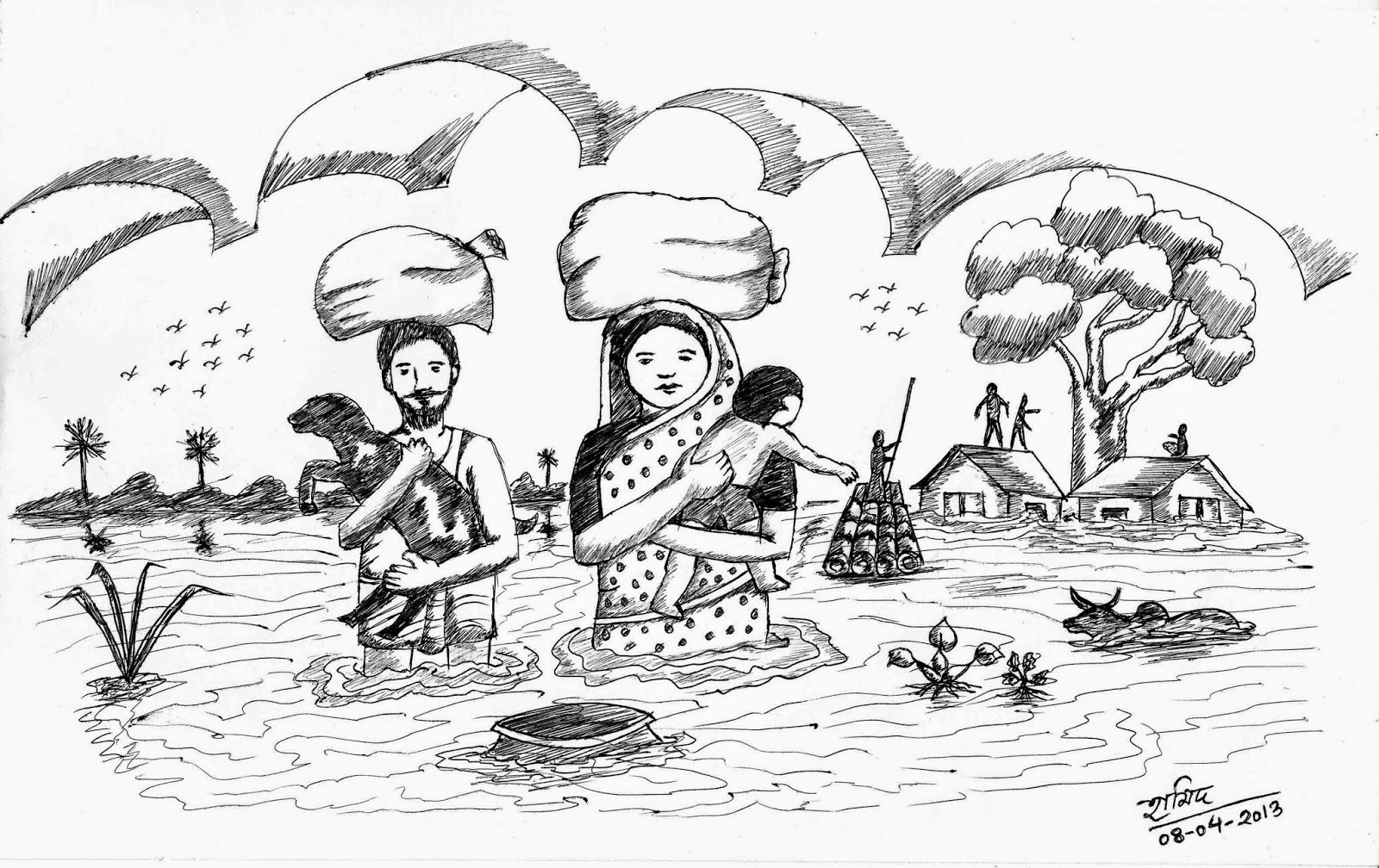 Flood Affected Peoples Sketch | Hamid's Blog | Technology,Entertainment ...