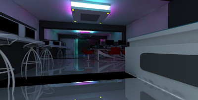 qswitch: 3D structure design : interior design for cyber cafe