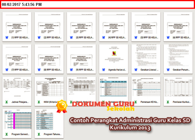 Download Contoh Perangkat Administrasi Guru Kelas SD Kurikulum 2013 Terbaru Tahun 2017