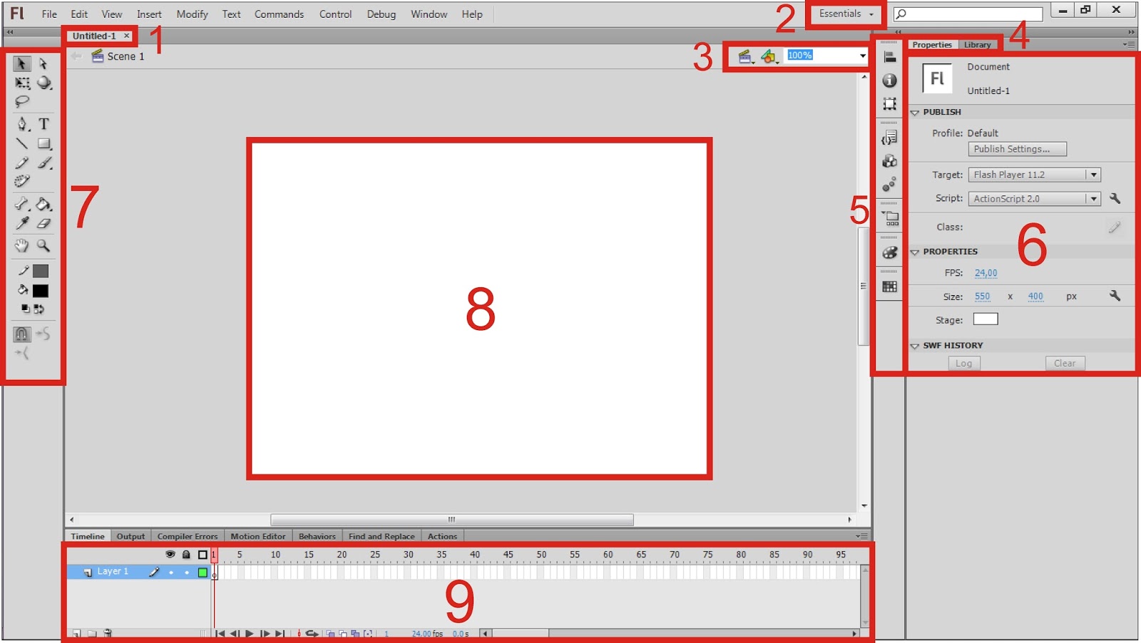 Prak. 1 - Mengenal Tampilan Adobe Flash Profesional