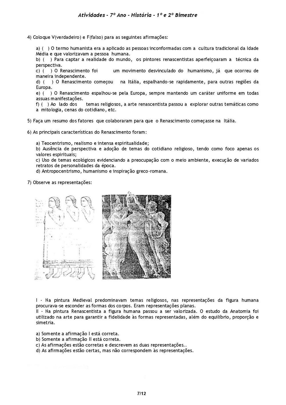 Atividades De História 7o Ano Com Gabarito - EDUCA