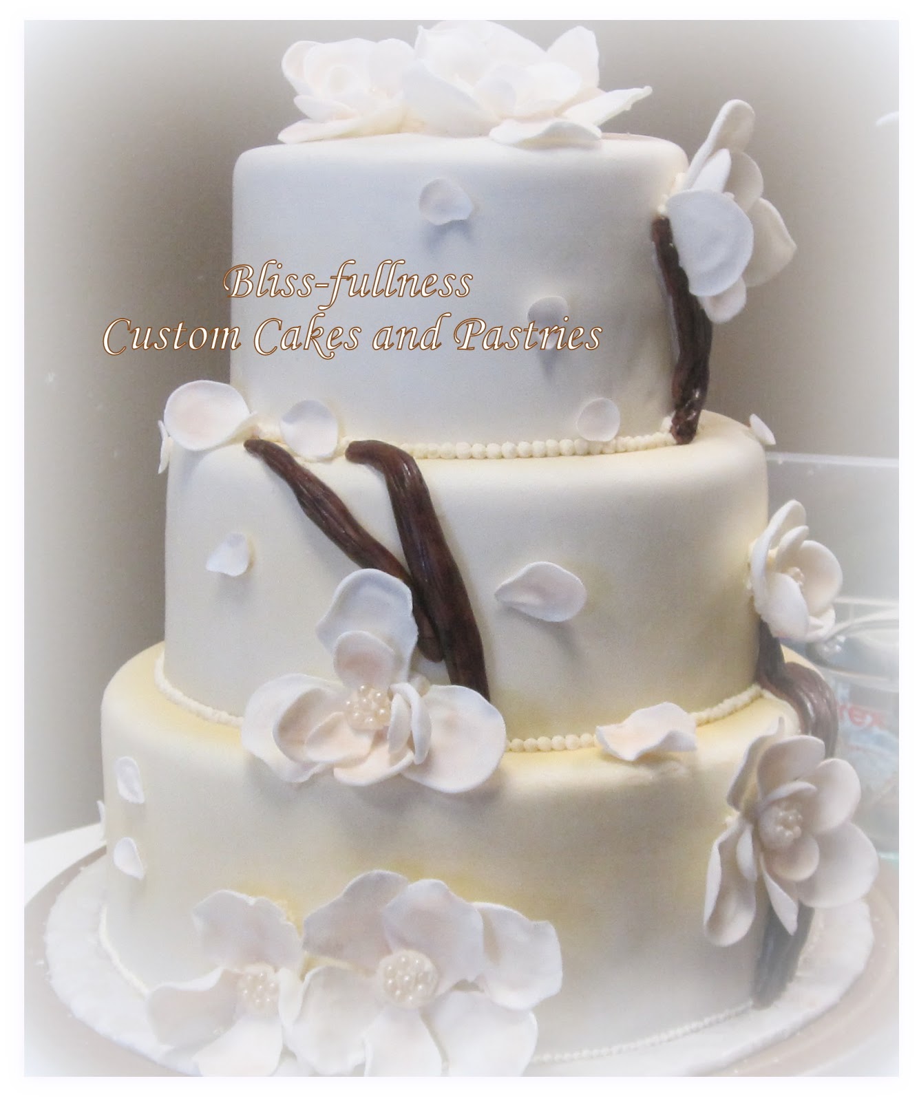 Bliss-fullness Custom Cakes and Pastries: A Magnolia Flower Wedding Cake