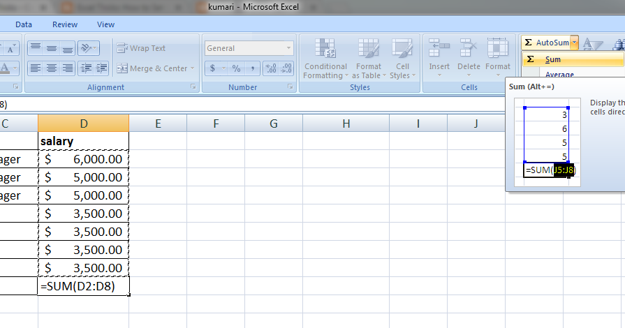 Excel Tricks How To Use Auto Sum In Excel Sheet