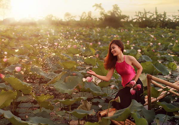 Vu Thuy Dung and Lotus Flower - Asian Girl