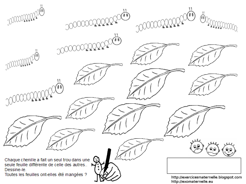 Maternelle: La chenille qui fait des trous, correspondance terme à terme
