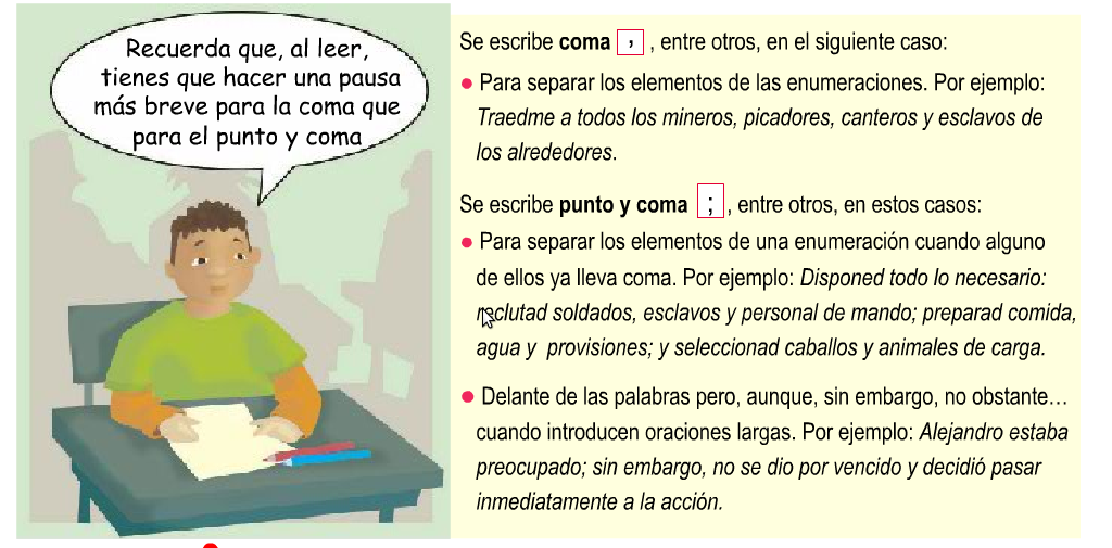Lengua 6º Primaria: LA COMA Y EL PUNTO Y COMA