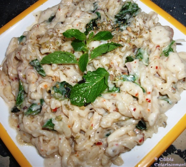 Edible Entertainment: Rotini Pasta with Cheese Sauce (Microwave)