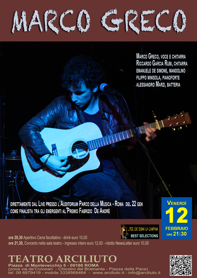 Cinema e Teatro: Marco Greco In Concerto con la sua Canzone d’Autore Il ...