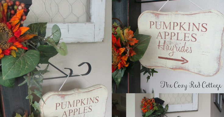 The Cozy Red Cottage: Rustic Fall Sign tutorial
