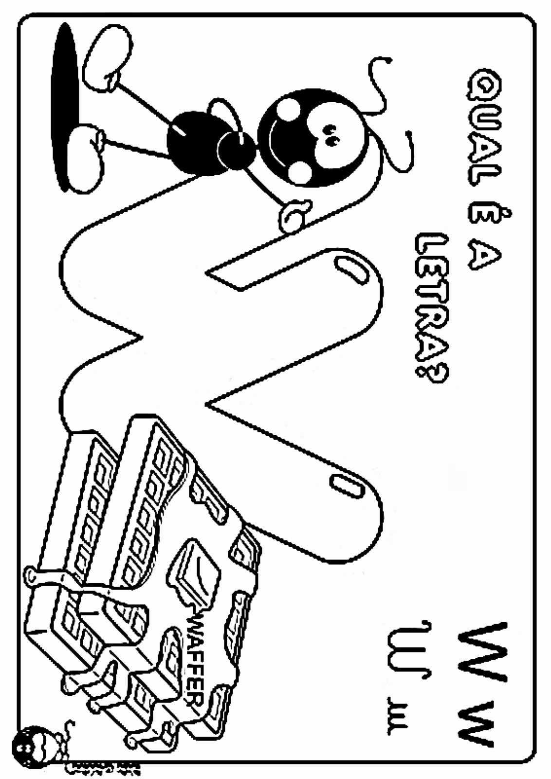 Letras Do Alfabeto Letra W - Desenhos preto e branco para colorir