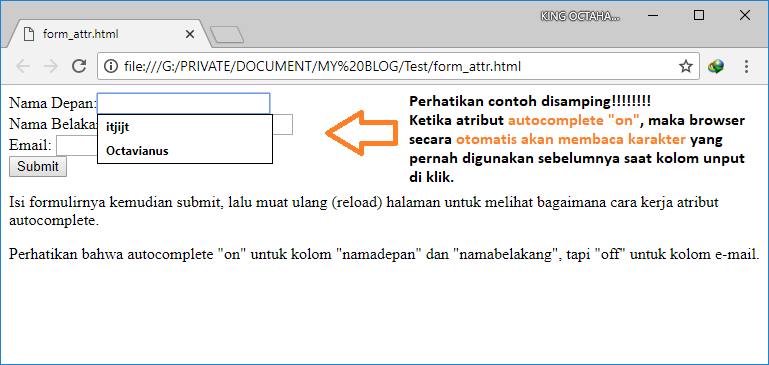 Belajar Html Part 26 Atribut Input Dalam Form King Octahasan