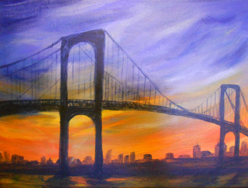 For the Love of Art: Bridge at Sunset Landscape For Grumbacher Art ...