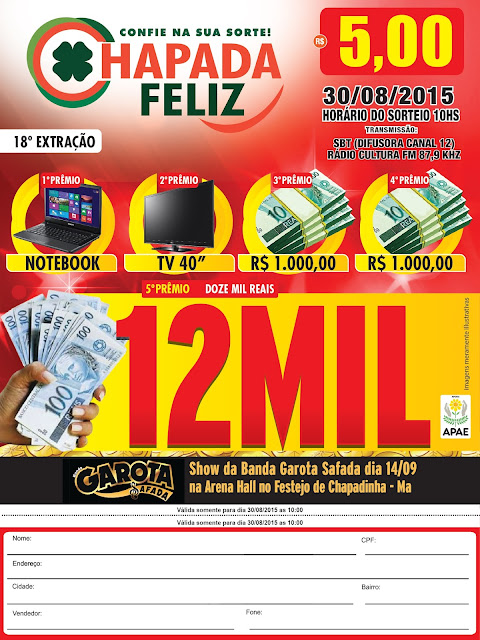 Chapada Feliz Vai Sortear 12 Mil Reais Esta Semana Compre Sua Cartela