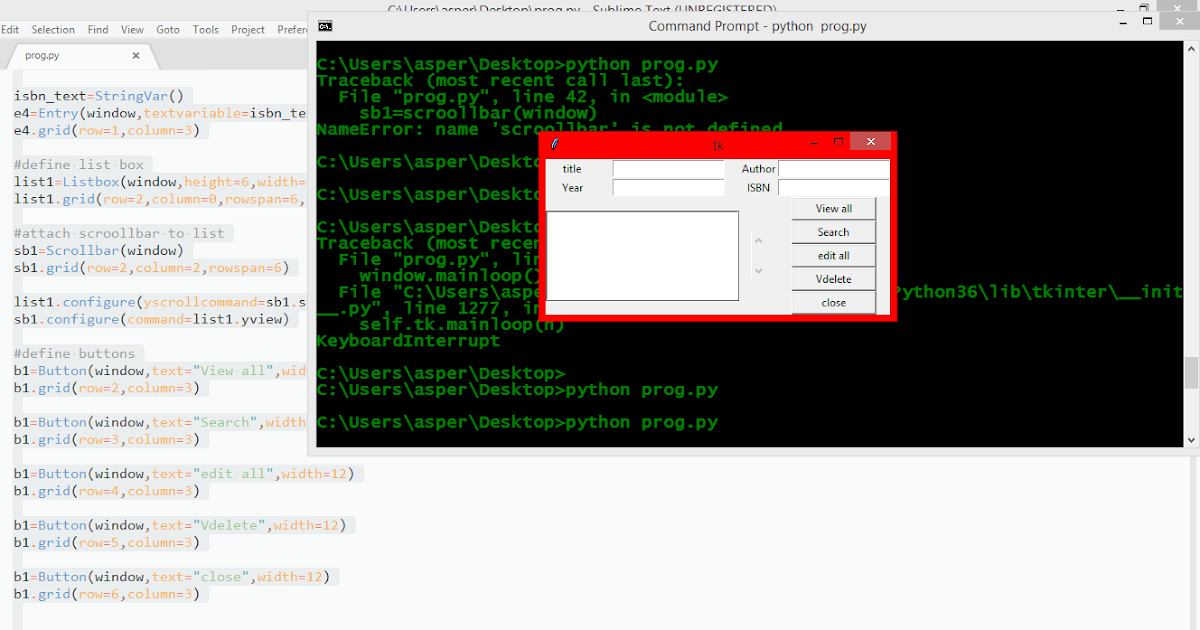 DEVENKAN: front end design in tkinter