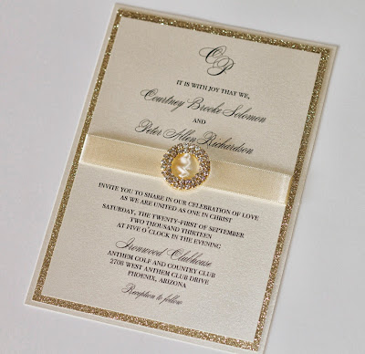 Embellished Paperie: Gorgeous Wedding Invitation in Gold and Ivory