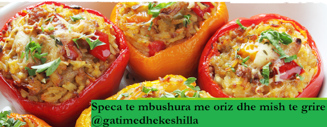 Speca te mbushura me oriz dhe mish të grirë,