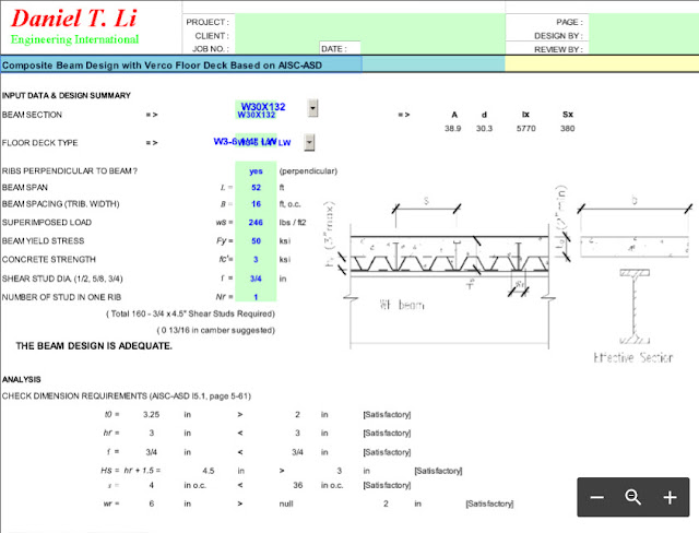 Composite Beam Design with Verco Floor Deck Based on AISC-ASD
