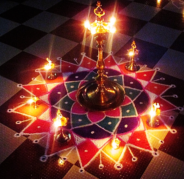 Karthigai deepam kolam - Free hand festival rangoli