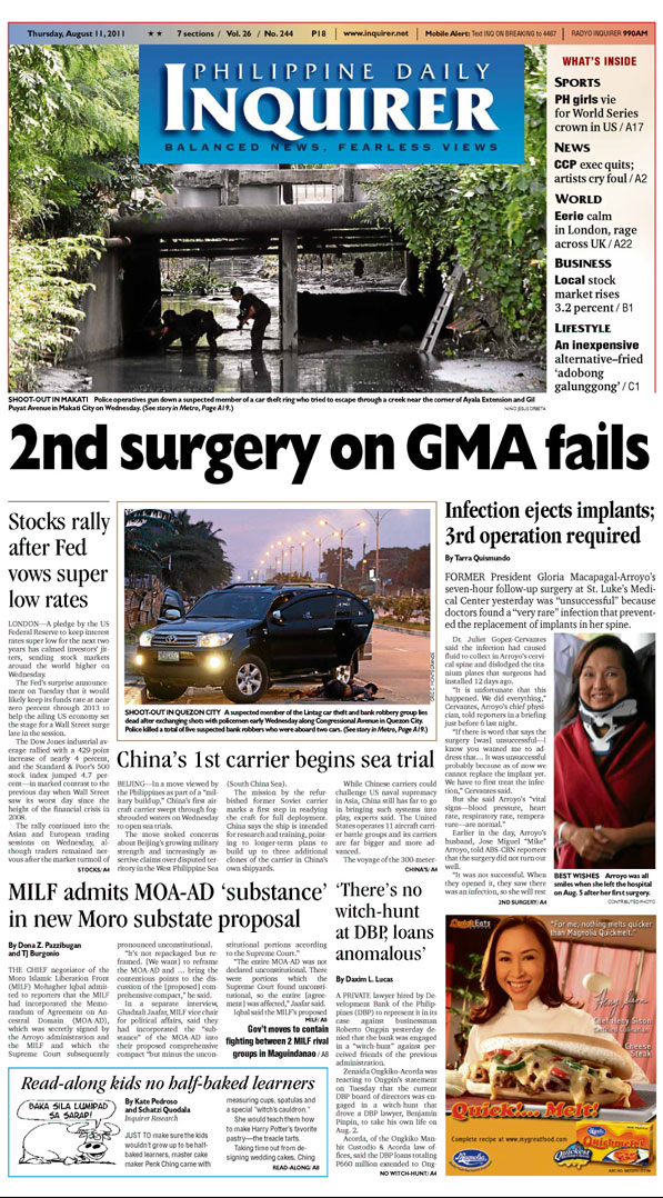 The Inquirer Front Page: August 2011