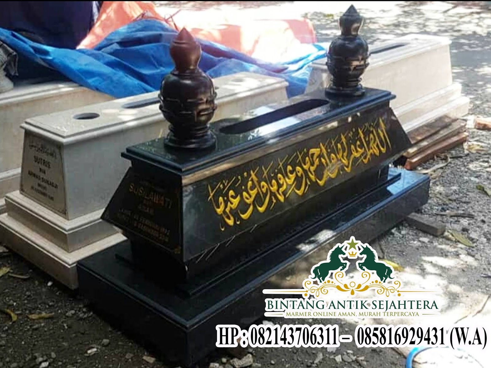 Contoh Makam Islam Model Bokoran Batu Granit Hitam Mengkilat ...