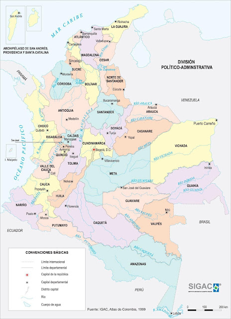 Mapa de colombia con sus ríos